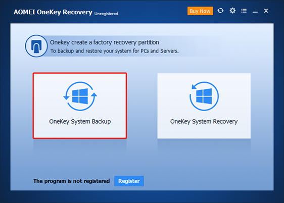Thanks for installing AOMEI OneKey Recovery