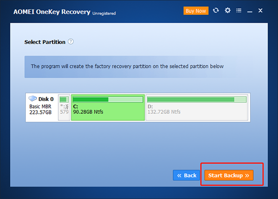 Thanks for installing AOMEI OneKey Recovery