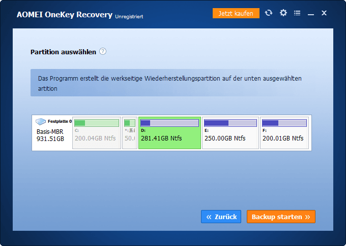 Danke für die Installation von AOMEI OneKey Recovery
