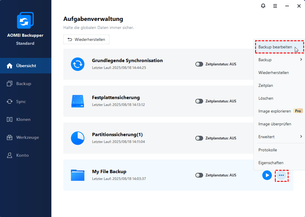 Backup-Schema in AOMEI Backupper | Was ist das und wie zu nutzen?