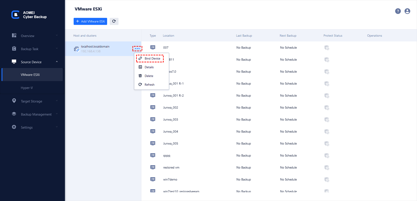 Devices Management in AOMEI Cyber Backup