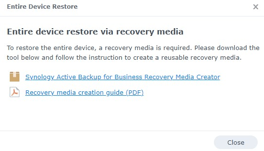 Bare Metal Recovery with Synology Active Backup for Business