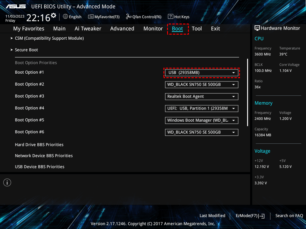 How to boot the system from bootable USB flash drive/CD-ROM?