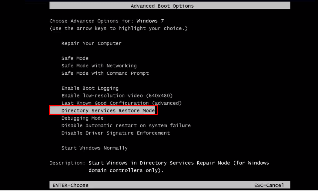Everything about Directory Services Restore Mode on Windows 7