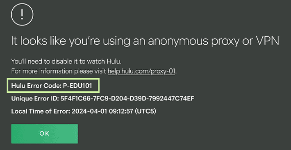 Hulu Error Code P-EDU101: Fix It Now