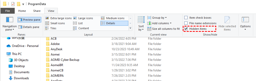 How to make hidden folders/files visible?