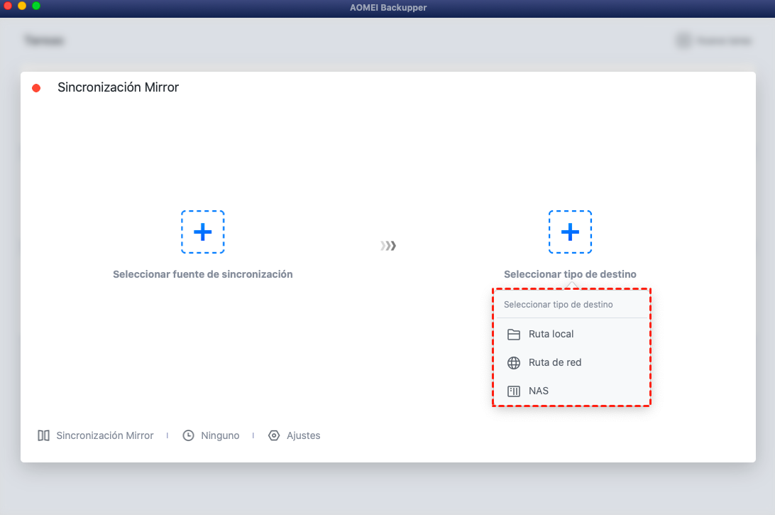 Cómo ejecutar Sincronización mirror con AOMEI Backupper en Mac