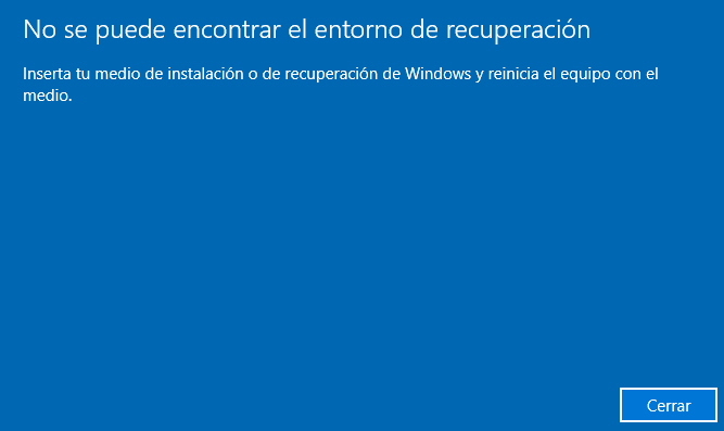 3 Soluciones para "No encontrar el entorno de recuperación en Windows"
