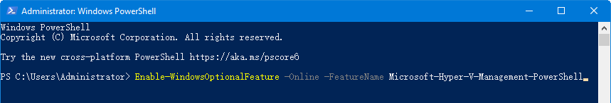 Installer le module PowerShell Hyper-V sur Windows 10 ou Server