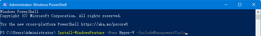 Installer le module PowerShell Hyper-V sur Windows 10 ou Server
