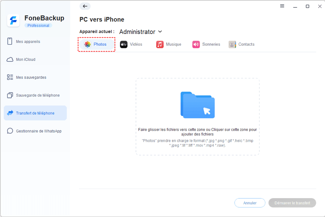 Logiciel de transfert de fichier PC vers iPhone GRATUIT